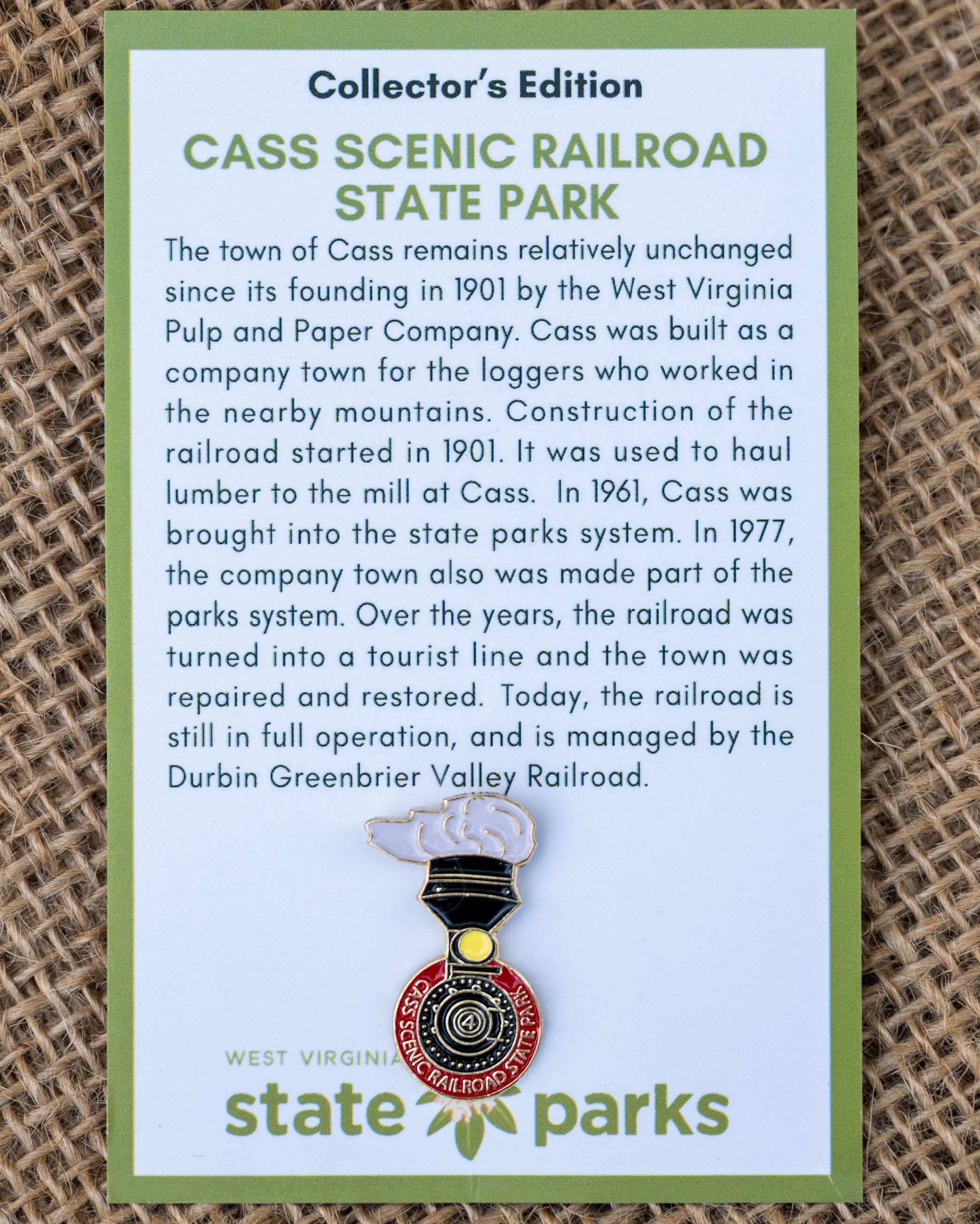 Cass Scenic Railroad State Park Collector's Engine 4 Edition Enamel Pi ...